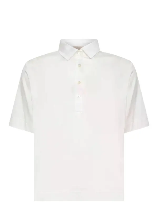BLANCA VITA Button Short-sleeve Polo Top - White