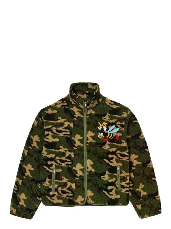 VALE FOREVER Camouflage Embroidered Fleece Jacket - Green
