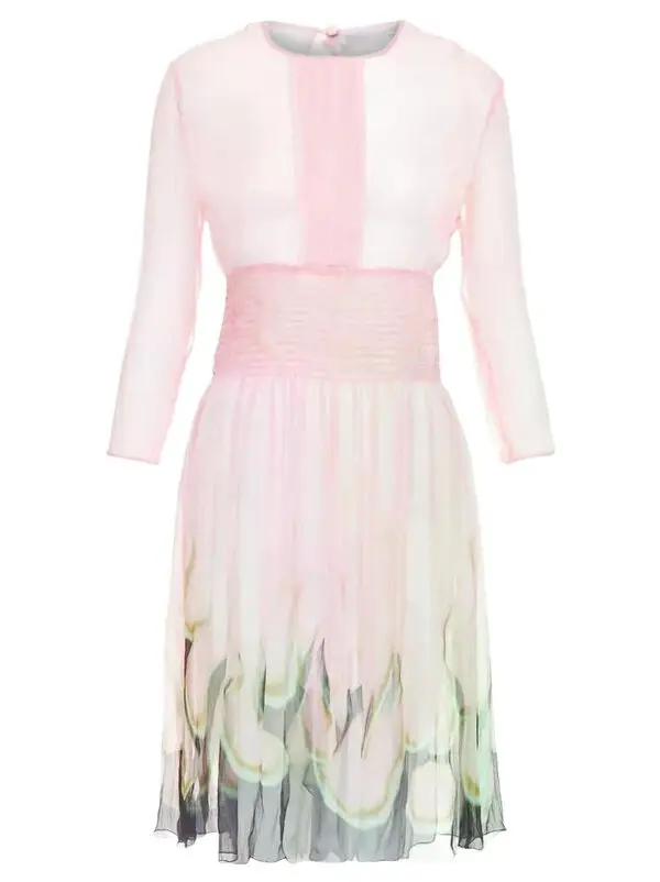 Prada Long-sleeved Silk Dress - Pink