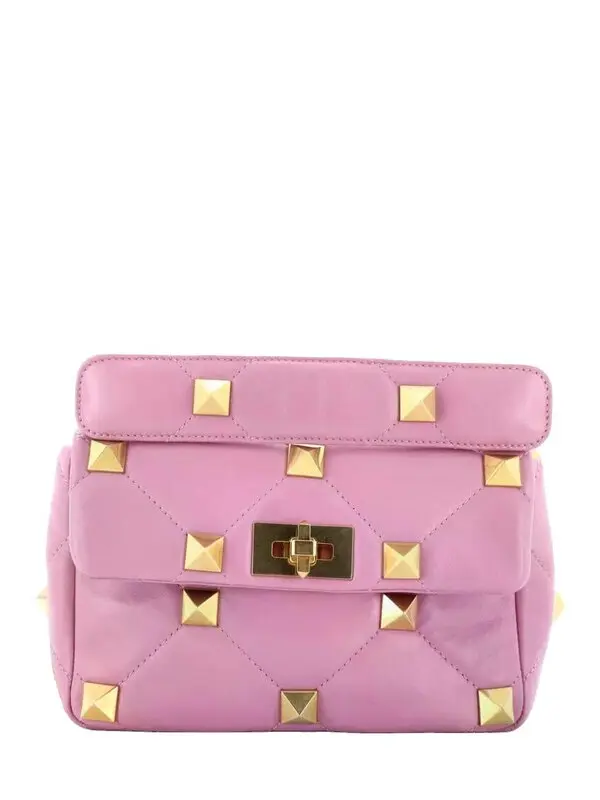 Valentino Garavani Roman Stud Flap Bag Quilted Leather Medium - Pink