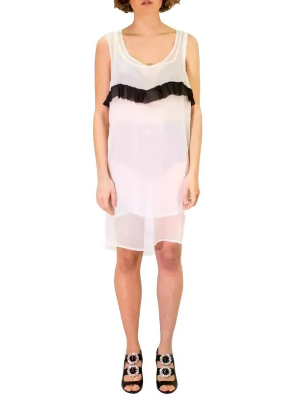 LA ROSE Mini Dress With Ruffled Detailing - Neutrals