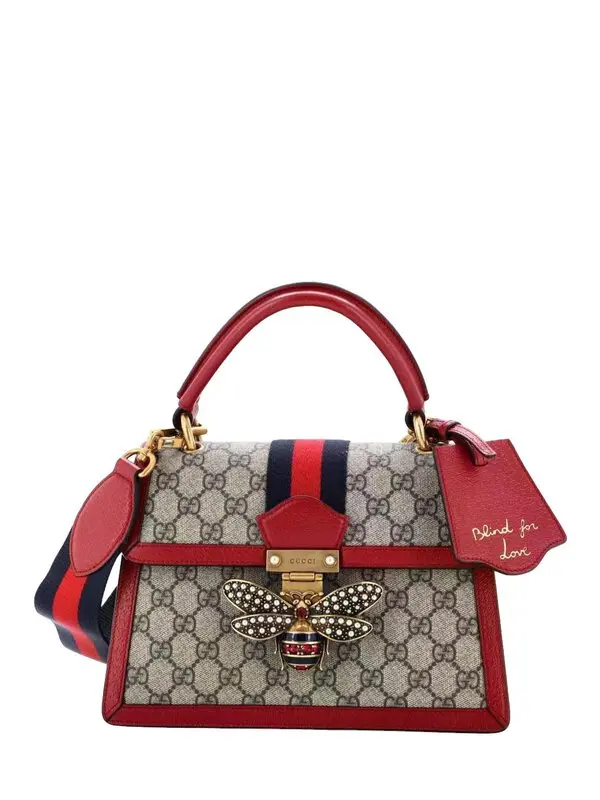Gucci Queen Margaret Top Handle Gg Coated Canvas Satchel - Red