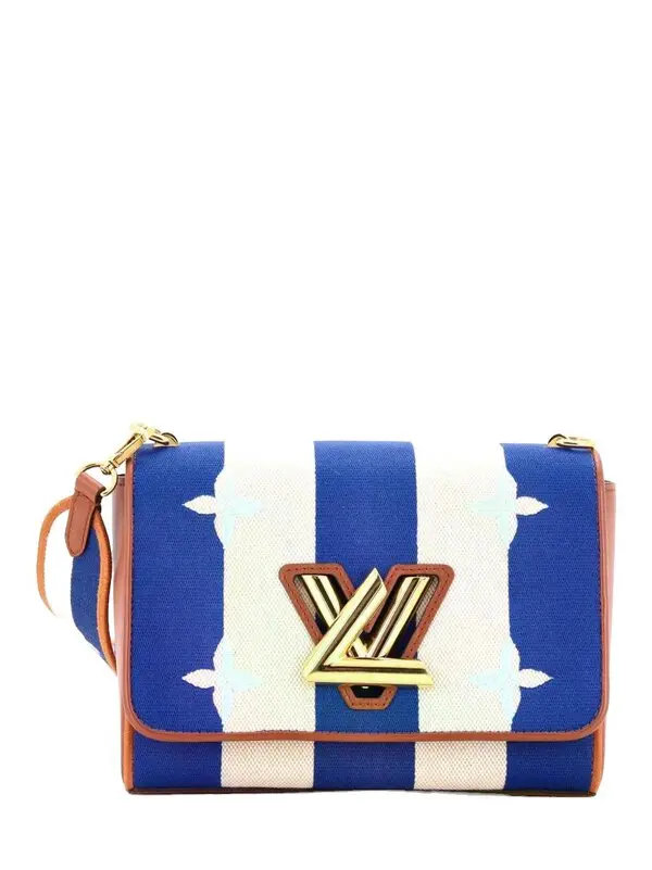 LOUIS VUITTON Twist Mm Embroidered Stripe Canvas Crossbody Bag Limited Edition - Blue