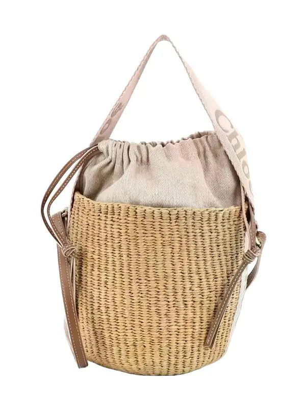Chloé Woody Basket Small Raffia Bucket Bag - Neutrals