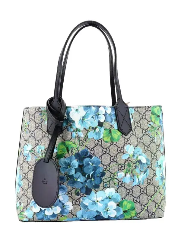 Gucci Reversible Blooms Gg Print Leather Small Tote Bag - Blue