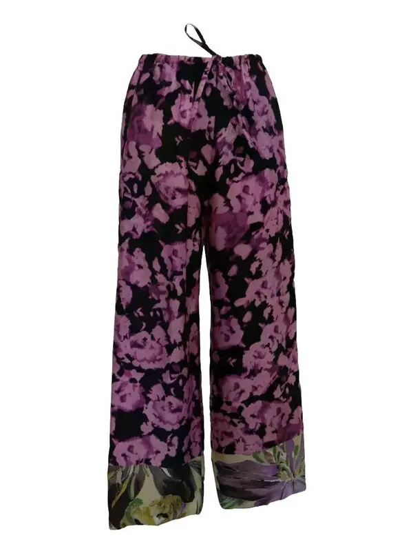 Dries Van Noten Puvis Floral-print Straight-leg Trousers - Purple