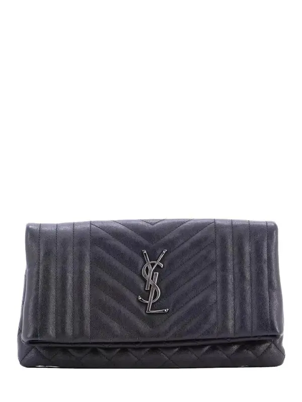 Saint Laurent Monogram Matelasse Leather Clutch - Black
