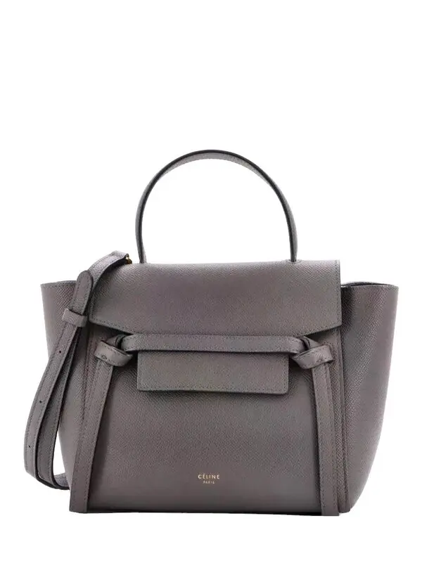 Celine Belt Bag Nano Textured Leather Shoulder Bag - Grey