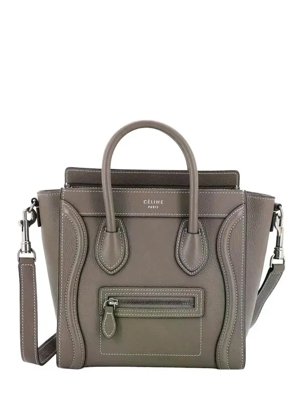 Celine Luggage Bag Grainy Leather Nano Crossbody - Grey