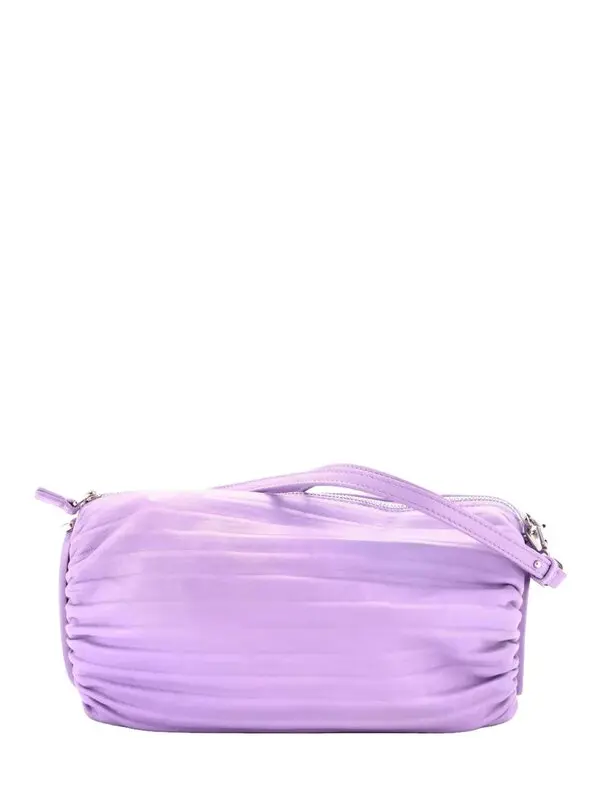 Loewe Bracelet Pouch Pleated Leather Shoulder Bag - Purple