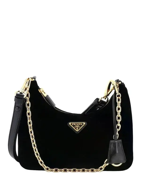 Prada Re-edition Velvet Mini Shoulder Bag - Black