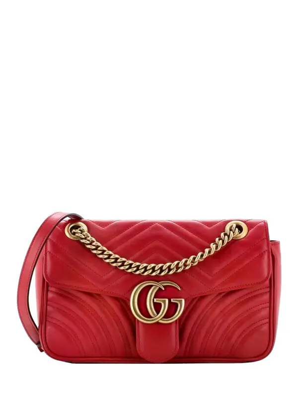 Gucci Gg Marmont Flap Bag Matelasse Leather Small - Red