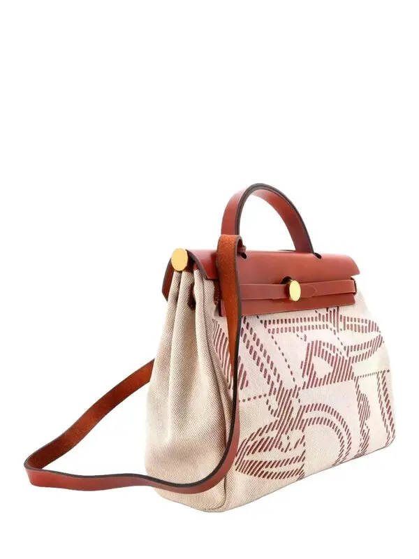 Hermès Herbag Zip Relief Brides De Gala Toile And Leather 31 Shoulder Bag - Brown