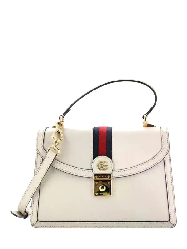 Gucci Ophidia Flap Top Handle Small Satchel - White