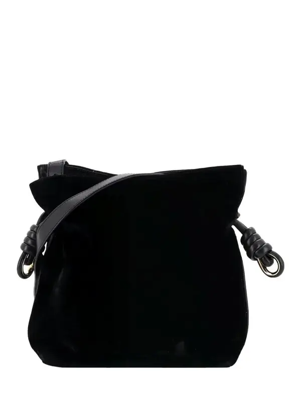 Loewe Flamenco Knot Velvet Small Shoulder Bag - Black