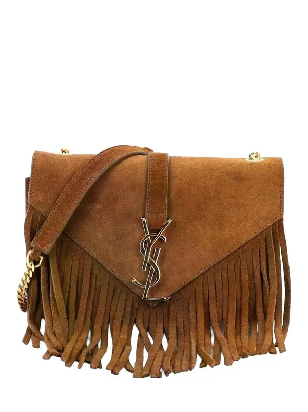 Saint Laurent Classic Monogram Fringe Small Crossbody Bag - Brown