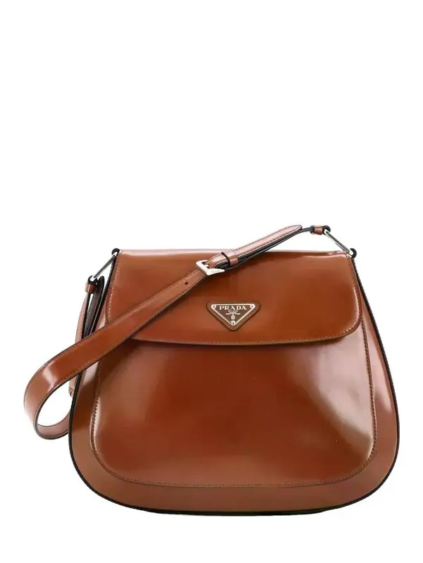 Prada Cleo Flap Spazzolato Leather Large Shoulder Bag - Brown