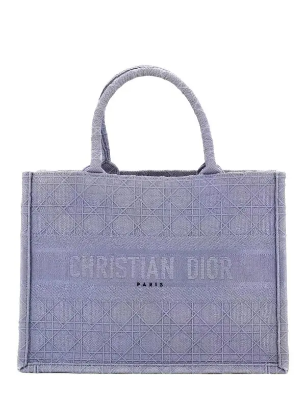 Dior Cannage Embroidered Canvas Medium Tote Bag - Blue