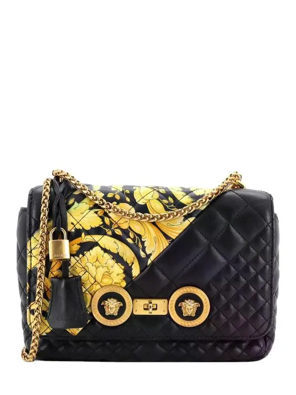 Versace Medusa Padlock Icon Flap Bag Quilted Leather Medium - Black