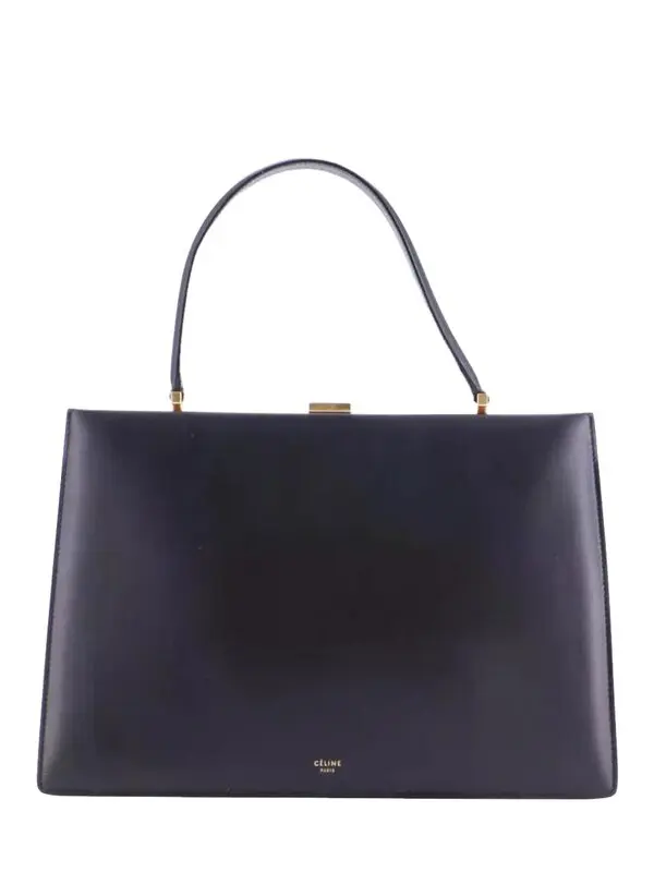 Celine Clasp Top Handle Medium Satchel - Black