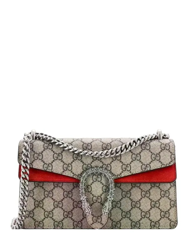 Gucci Dionysus Small Shoulder Bag Gg Coated Canvas With Crystal Embellished Metal - Brown