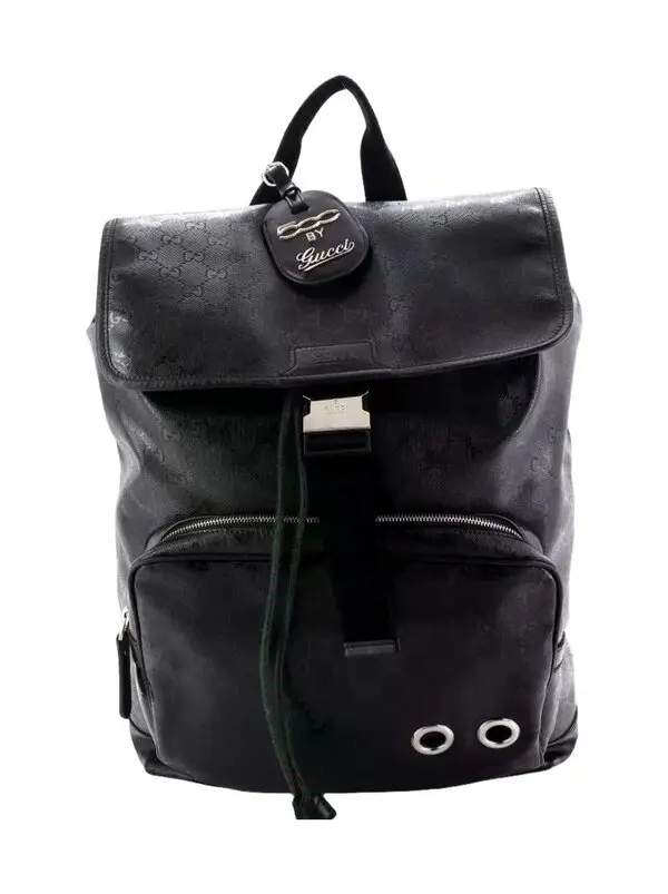 Gucci Buckle Gg Imprime Large Backpack - Black