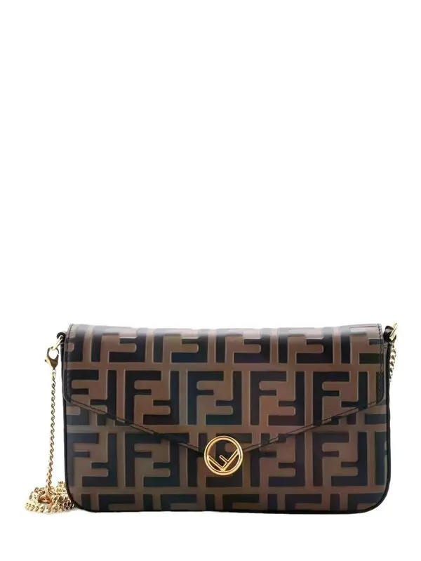 Fendi F Is Envelope Zucca Embossed Leather Clutch Bag - Brown
