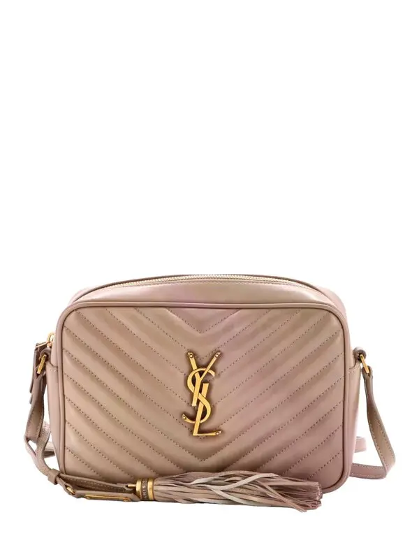 Saint Laurent Lou Camera Bag Matelasse Chevron Leather Small - Neutrals