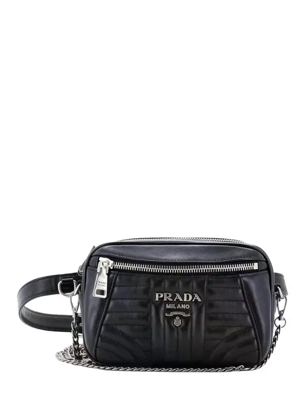 Prada Convertible Diagramme Quilted Leather Small Belt Bag - Black