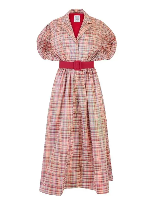 Rosie Assoulin Plaid Silk Dress - Pink