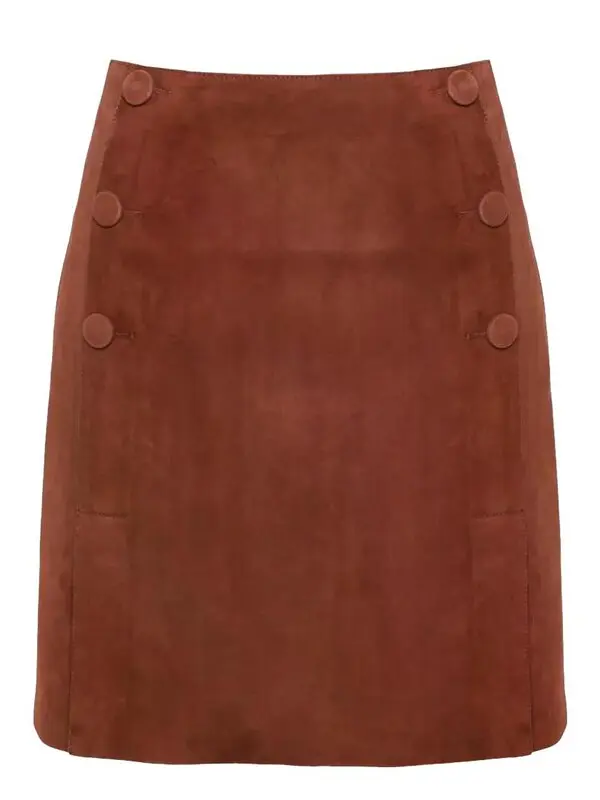 YVES SALOMON Button Detailed A-line Mini Skirt - Brown