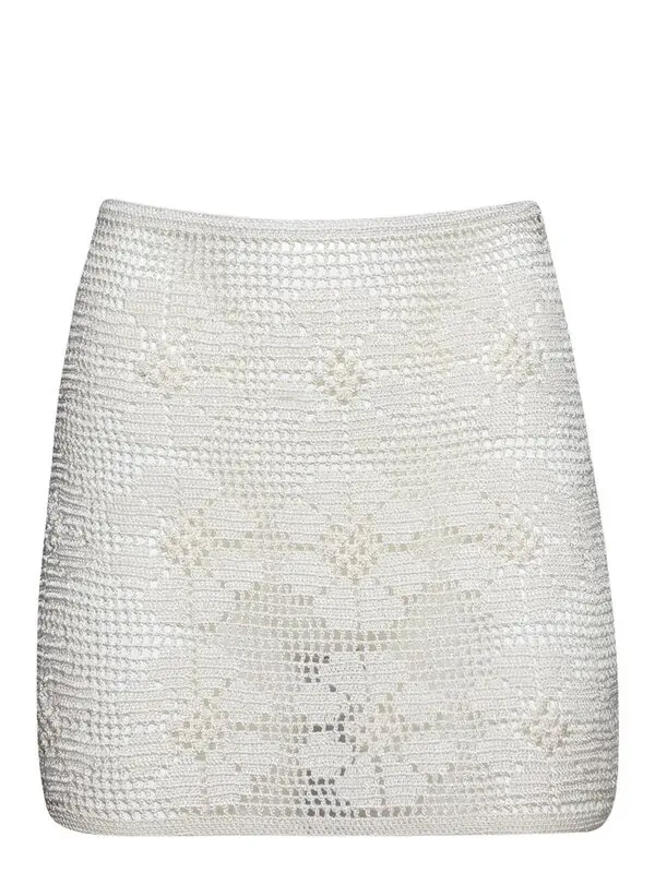 Calle Del Mar Daisy Chain Crochet Mini Skirt - Natural