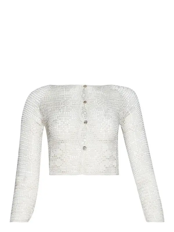 Calle Del Mar Daisy Chain Crochet Cardigan - Natural