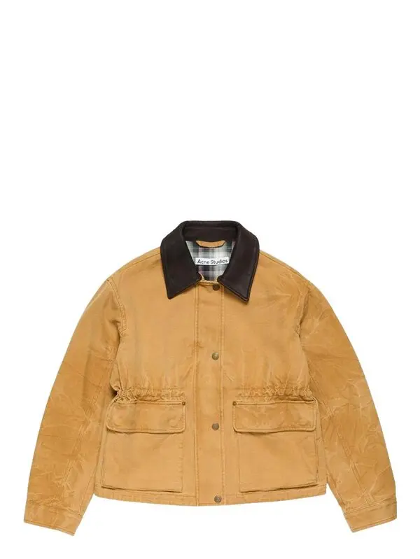 Acne Studios Canvas Jacket With Leather Collar - Camel