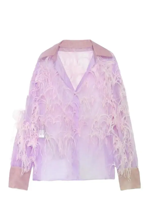 ISABEL SANCHIS Plume Embellished Shirt - Purple
