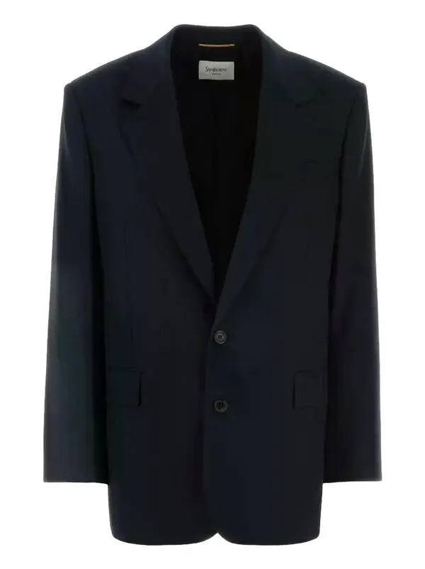 Saint Laurent Single-breasted Wool Blazer - Blue