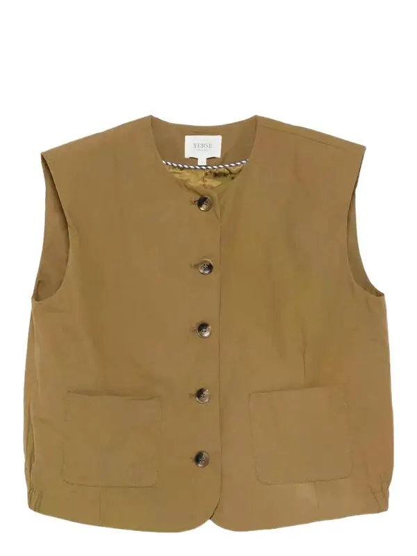 YERSE Button Cotton Vest - Green