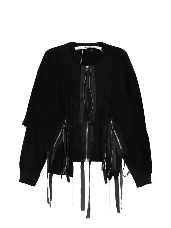MIDORIKAWA Ribbon Zip-up Hoodie - Black