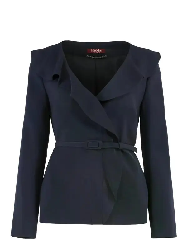 Max Mara Galizia Ruffled-trim Belted Jacket - Blue