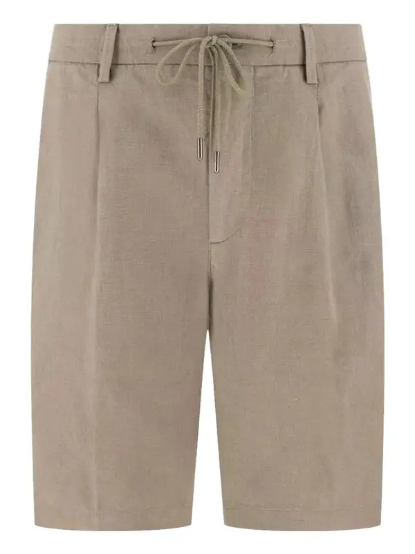 Boggi Milano Drawcord Linen Bermuda Shorts - Neutrals
