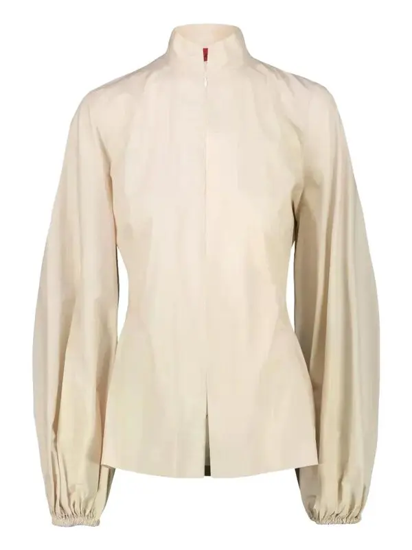 THELATEST Funnel-neck Balloon-sleeve Top - Neutrals