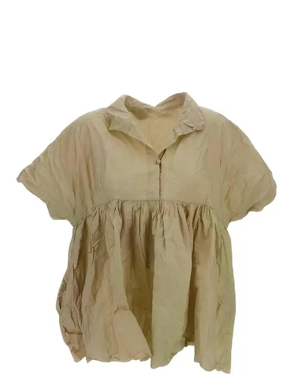 DANIELA GREGIS Aria Crinkled-cotton Shirt - Neutrals