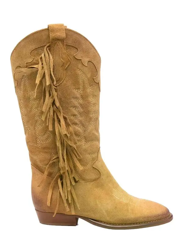 GISEL MOIRE Oklahoma Fringe Boots - Neutrals