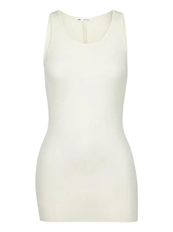 Ami Sleeveless Long Tank Top - White