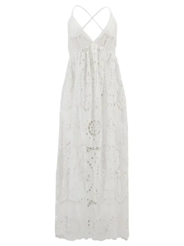 Zimmermann Lexi Embroidered Eyelet Lace Midi Dress - White