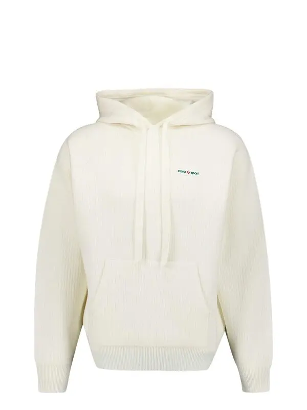 Casablanca Casa Sport Ribbed Knit Hoodie - White