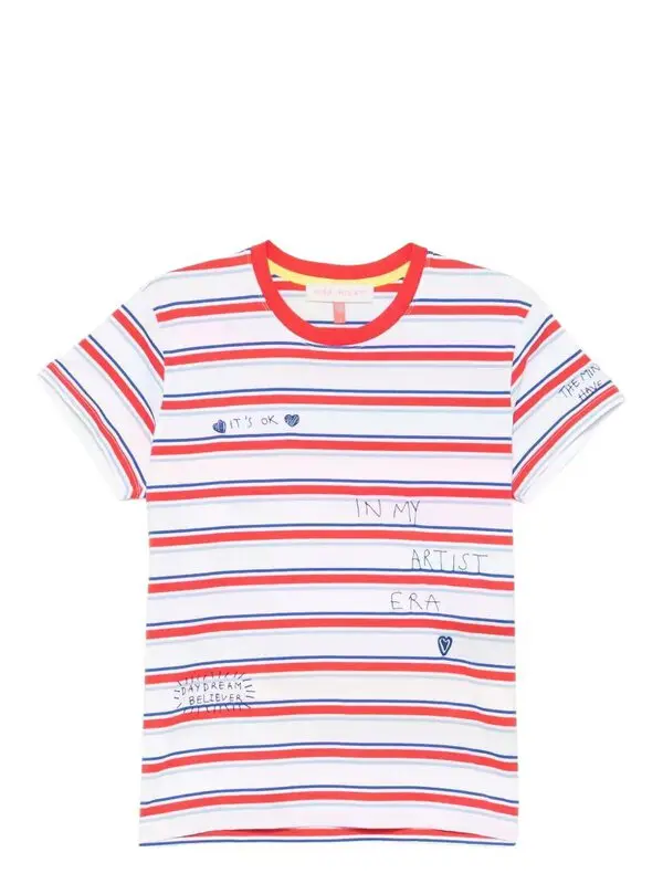 Mira Mikati Embroidered Striped T-shirt - White