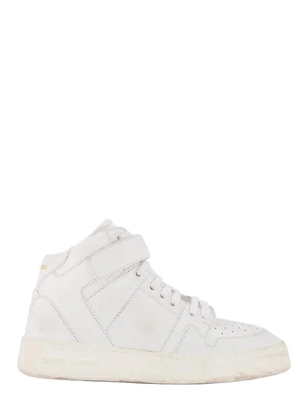 Saint Laurent Mid-top Laced Lax Sneakers - White
