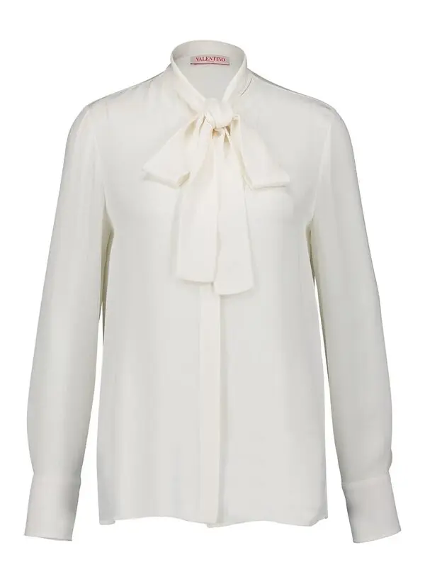Valentino Garavani Scarf-detail Silk Shirt - White