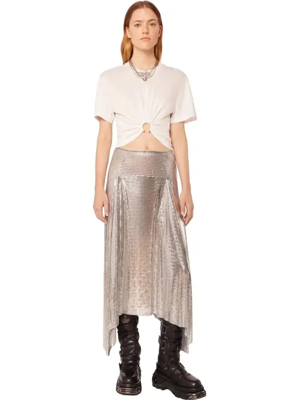 Rabanne Jersey Tee With Ring Detail - White